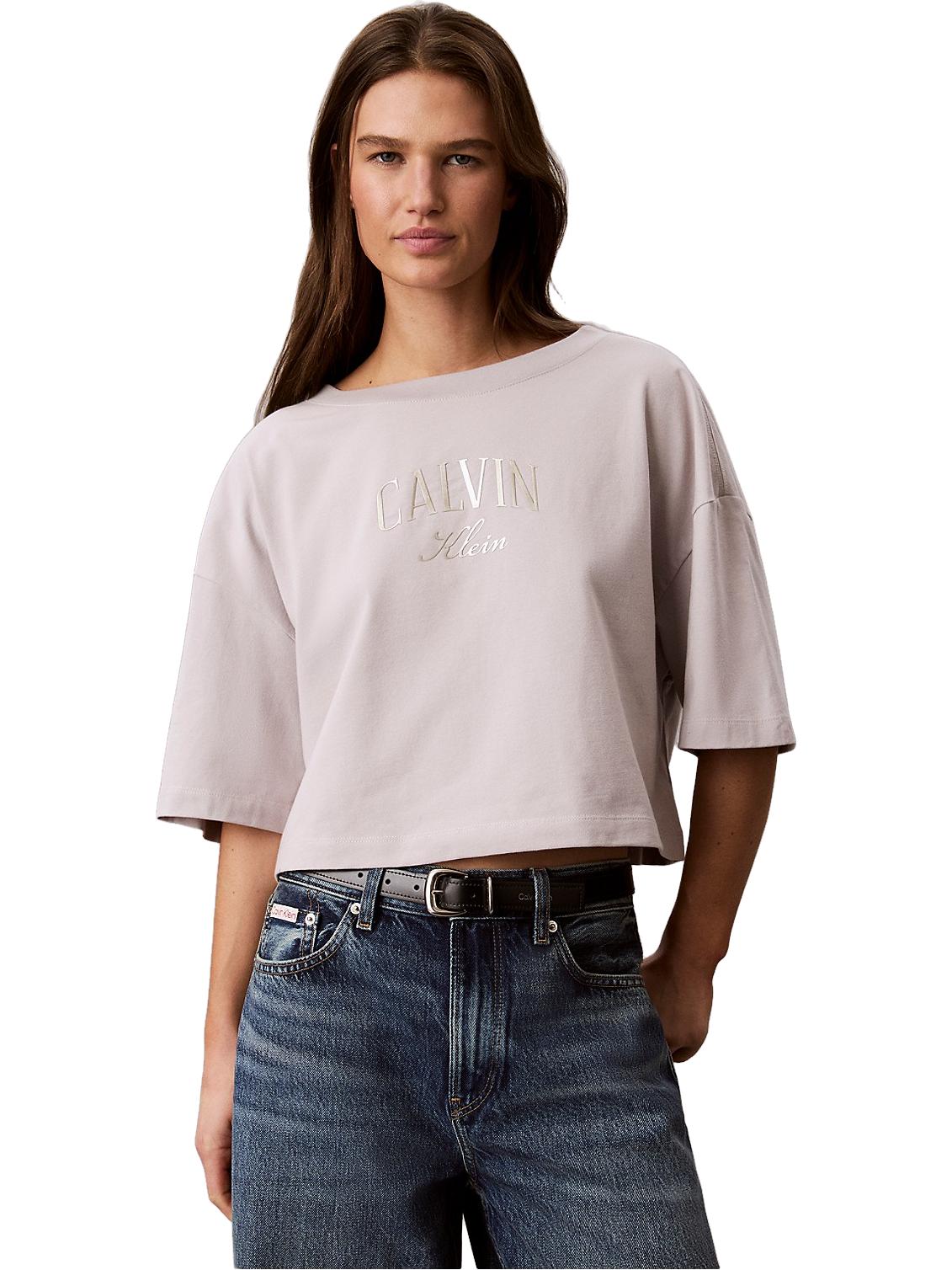 CALVIN KLEIN Calvin Klein Boxy Varsity Logo Cropped Tee